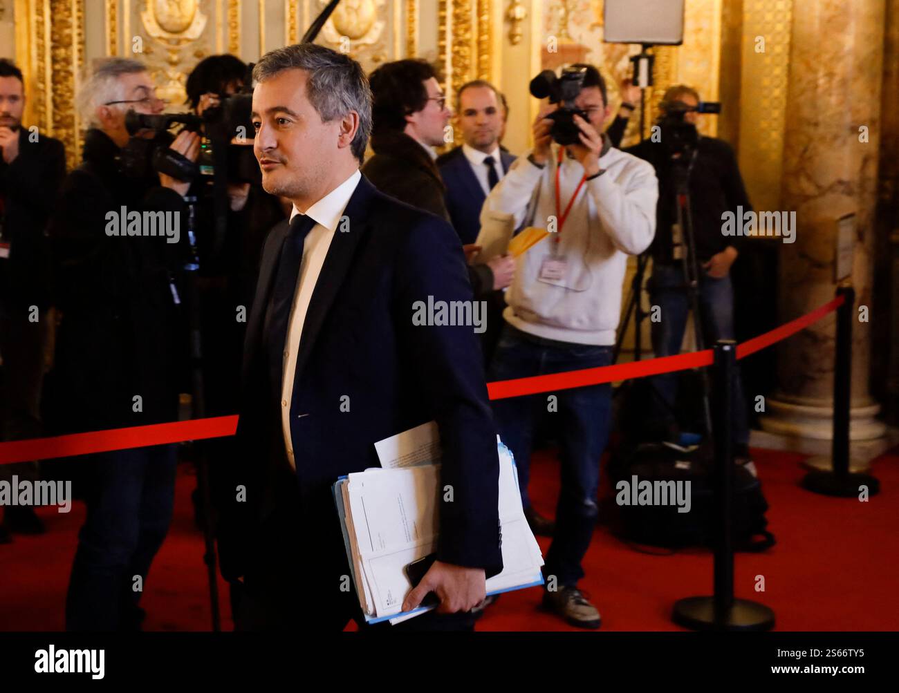 Paris, France. 15th Jan, 2025. Justice Minister Gerald Darmanin arrives ...