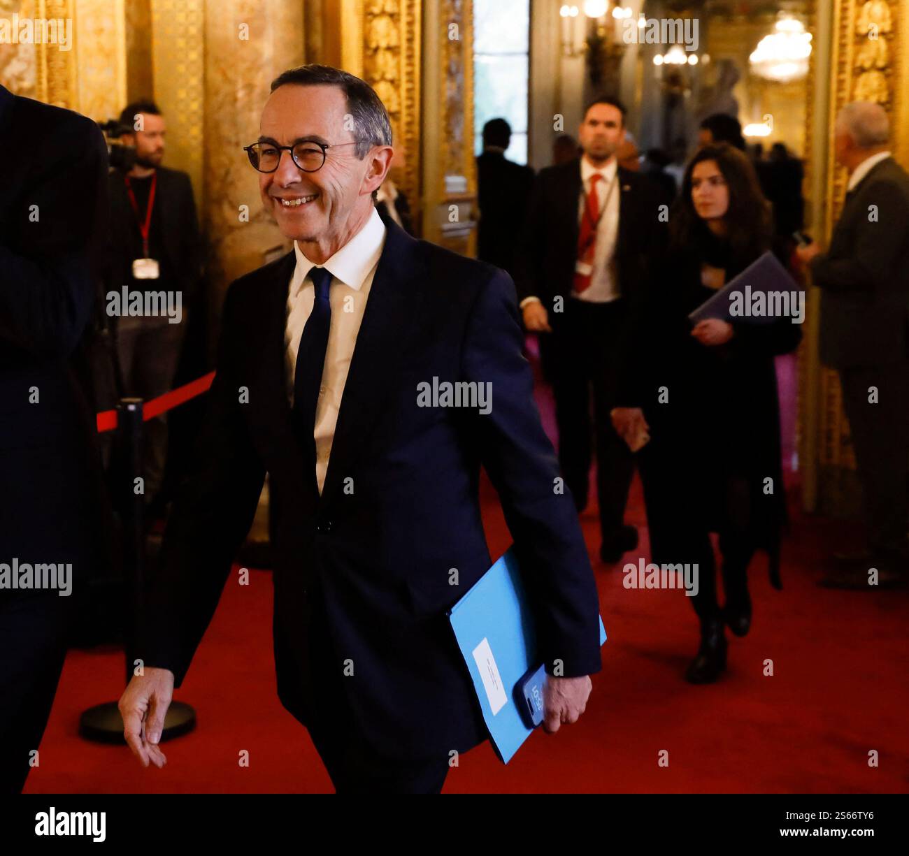 Paris, France. 15th Jan, 2025. Interior Minister Bruno Retailleau at ...