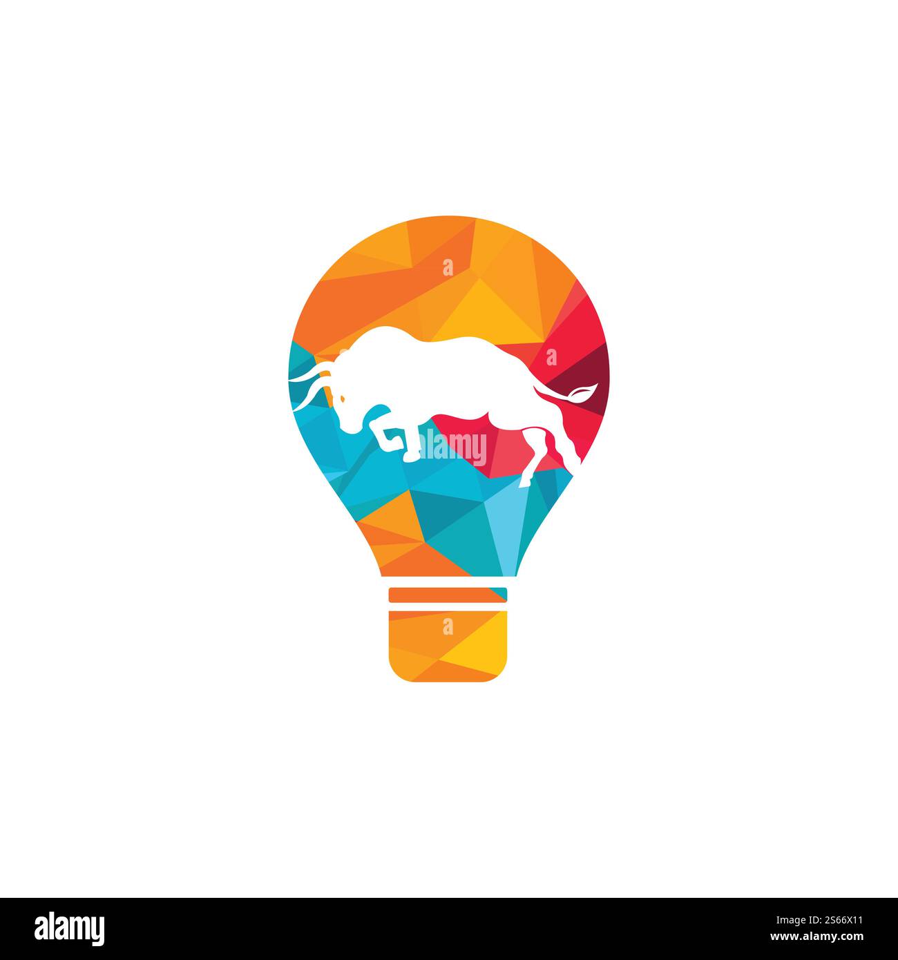 Smart bull vector logo design. Bull with bulb icon vector logo Stock ...