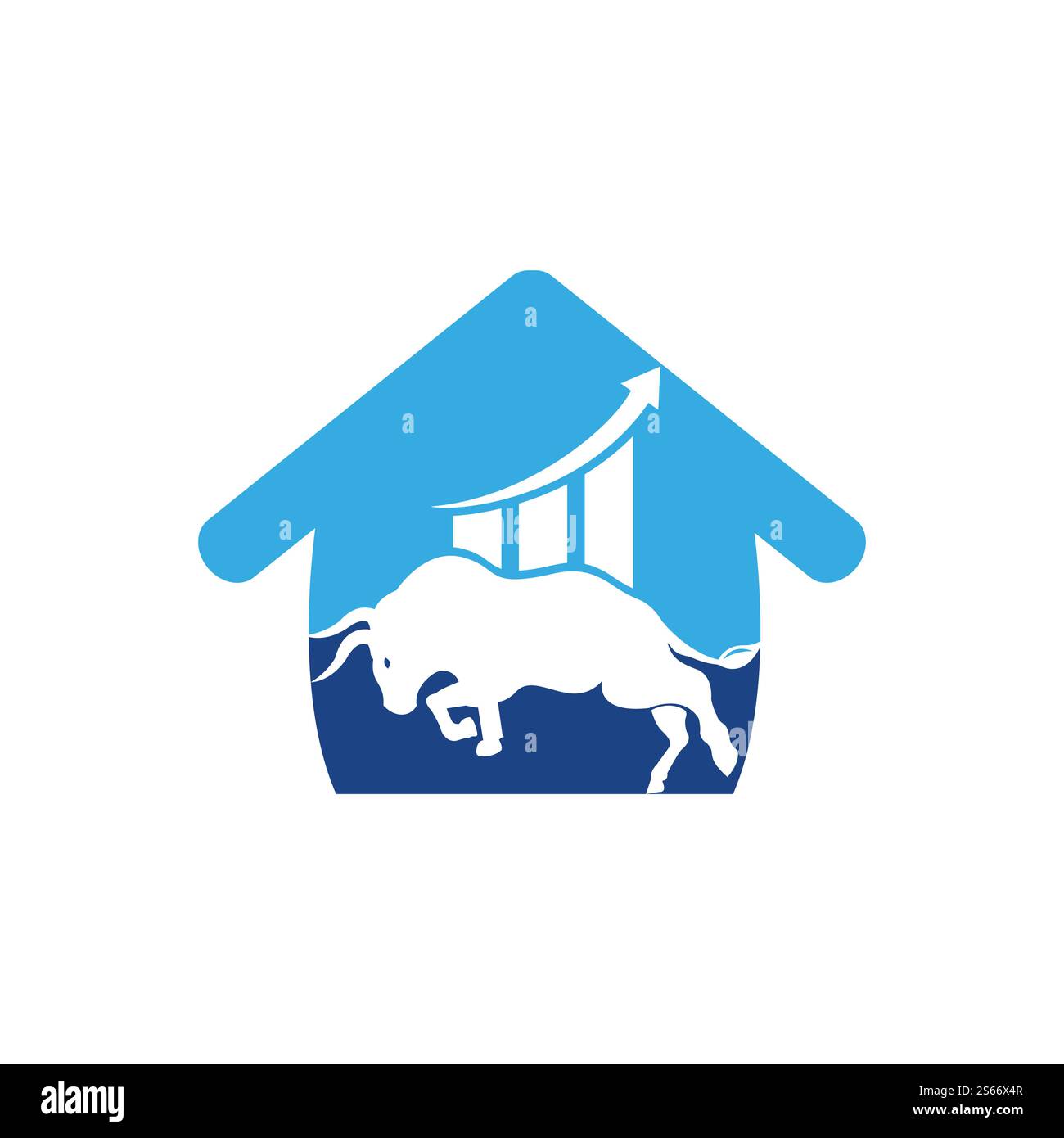 Financial bull with house shape logo design. Trade Bull Chart, finance ...
