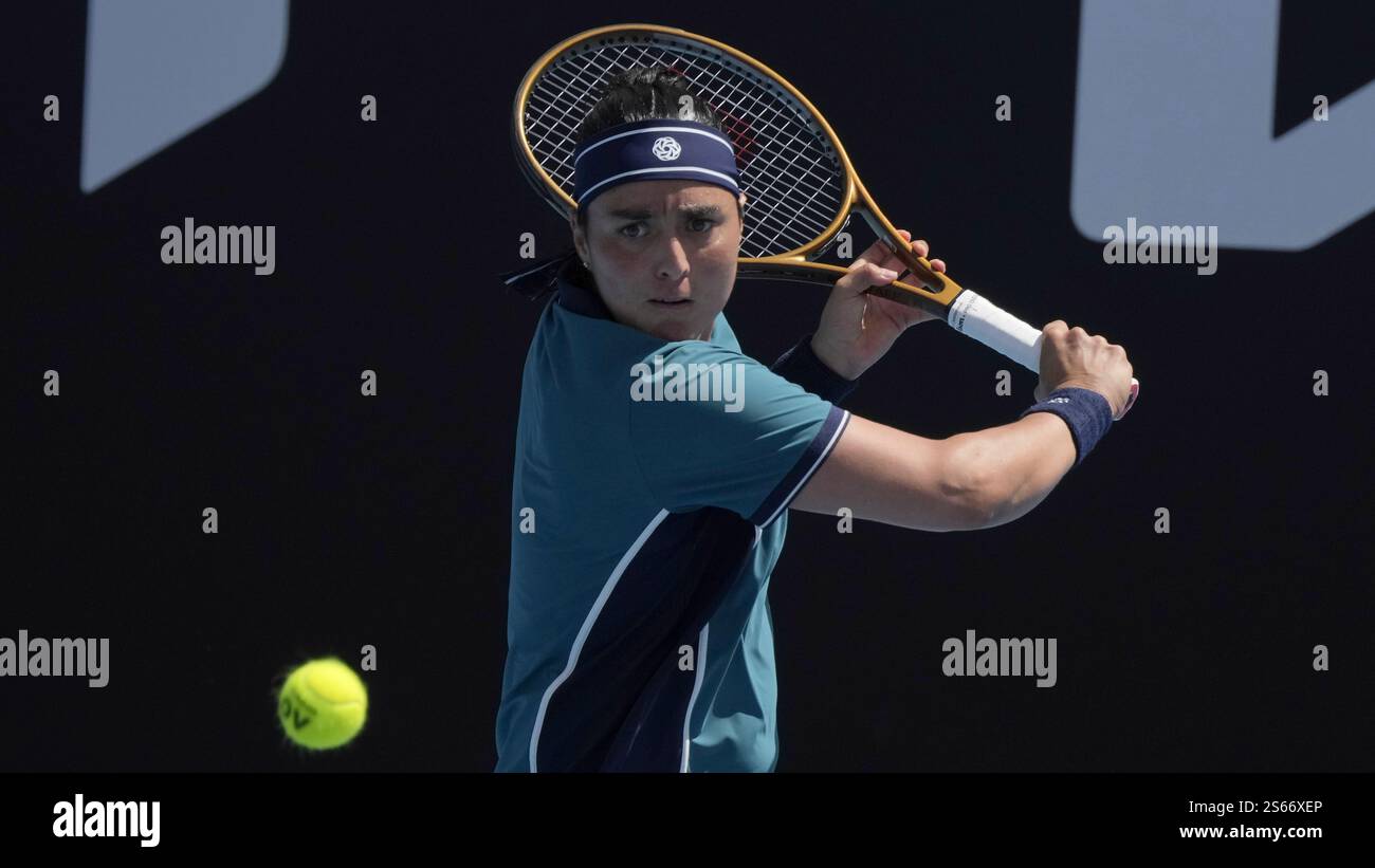 Ons Jabeur of Tunisia plays a backhand return to Camila Osorio of ...