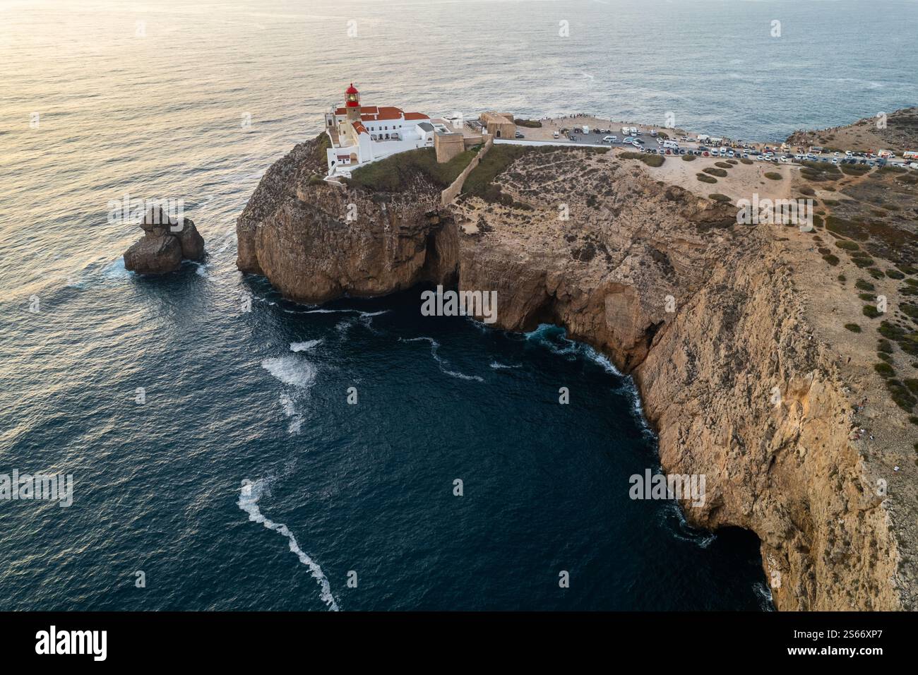 Drone Footage of Iconic Lighthouse Cabo de São Vicente, Algarve Stock ...