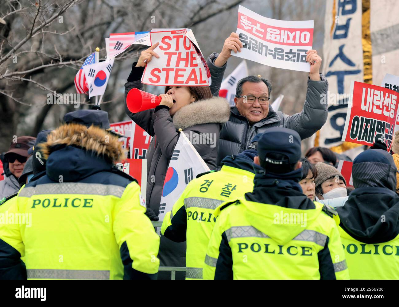 Supporters of South Korean President Yoon Suk Yeol protest against the ...