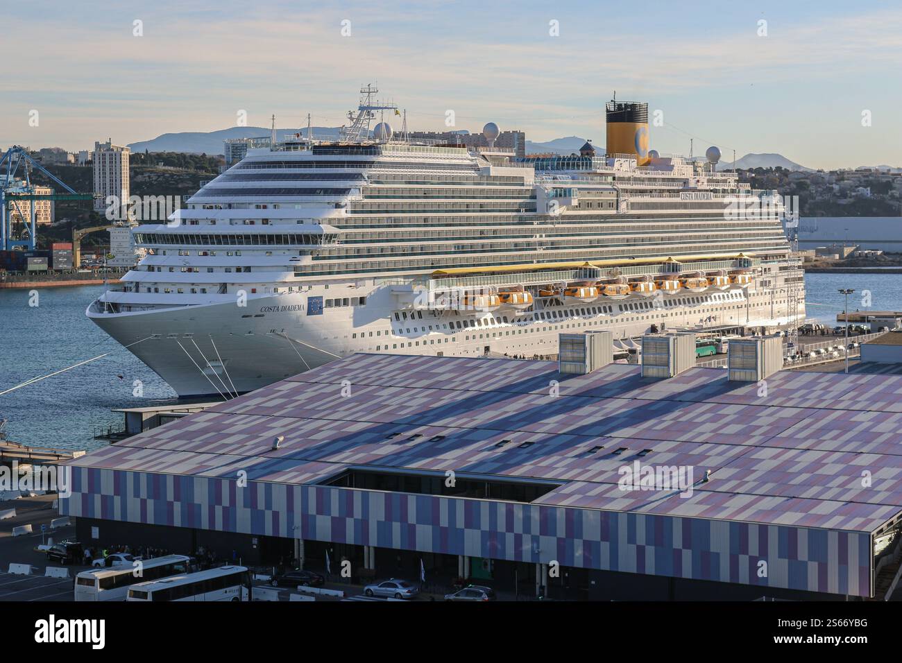 The Giant COSTA DIADEMA, Costa Cruises, in the port of Marseille ...