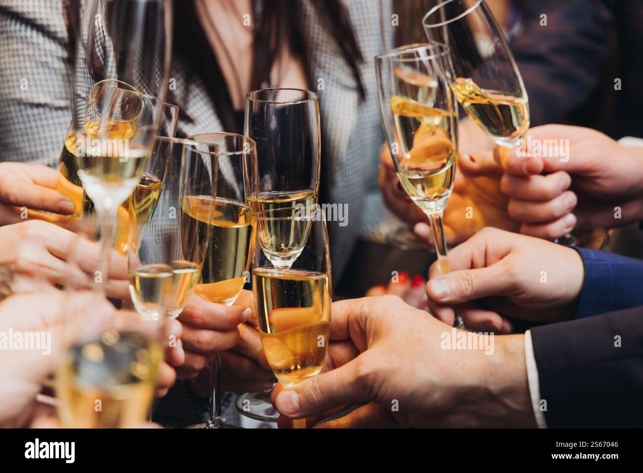 Group of businessmen celebrate, closing successful concluded deal ...