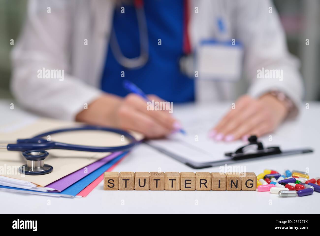 Dr. Taking Detailed Notes on Stuttering Patient Care and Treatment ...