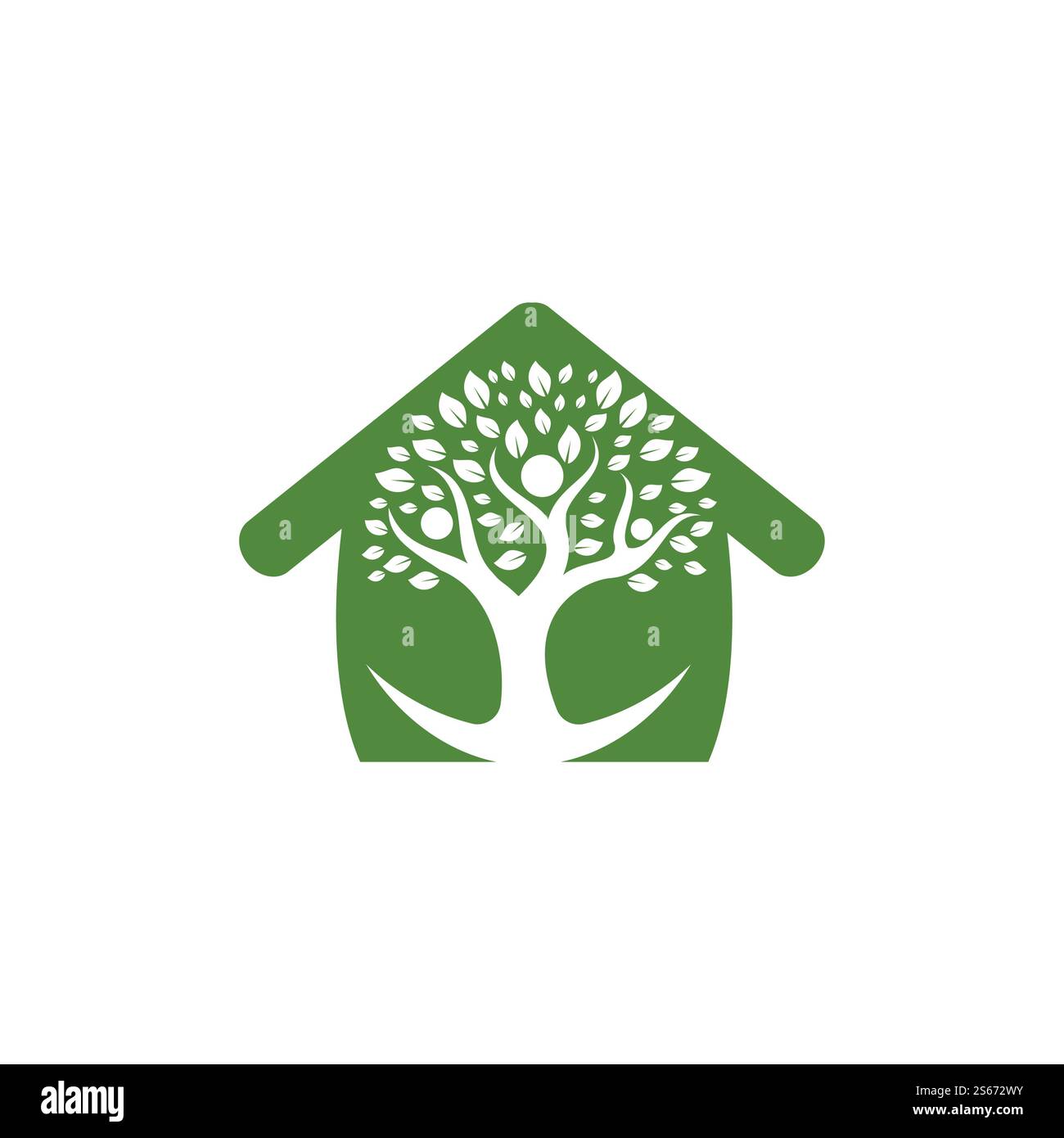 Human life logo icon of abstract people tree and house vector. Family ...
