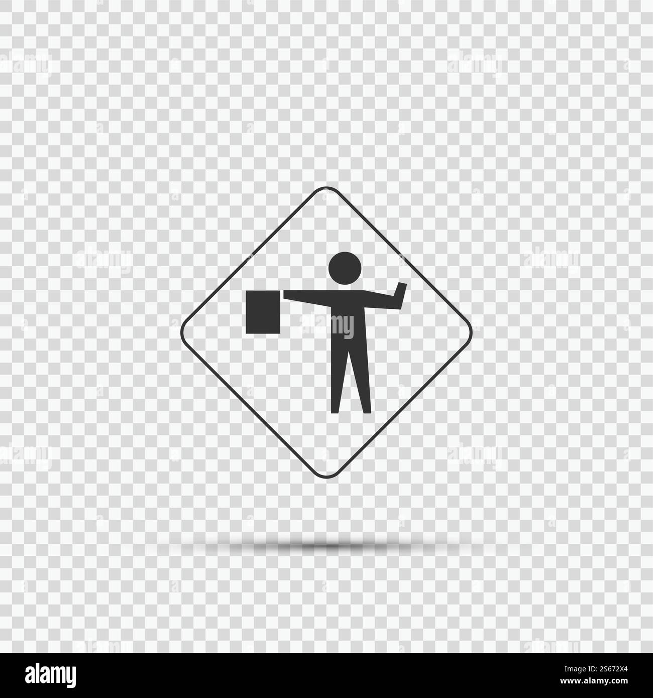 Flagger Ahead Sign on transparent background,vector illustration Stock ...