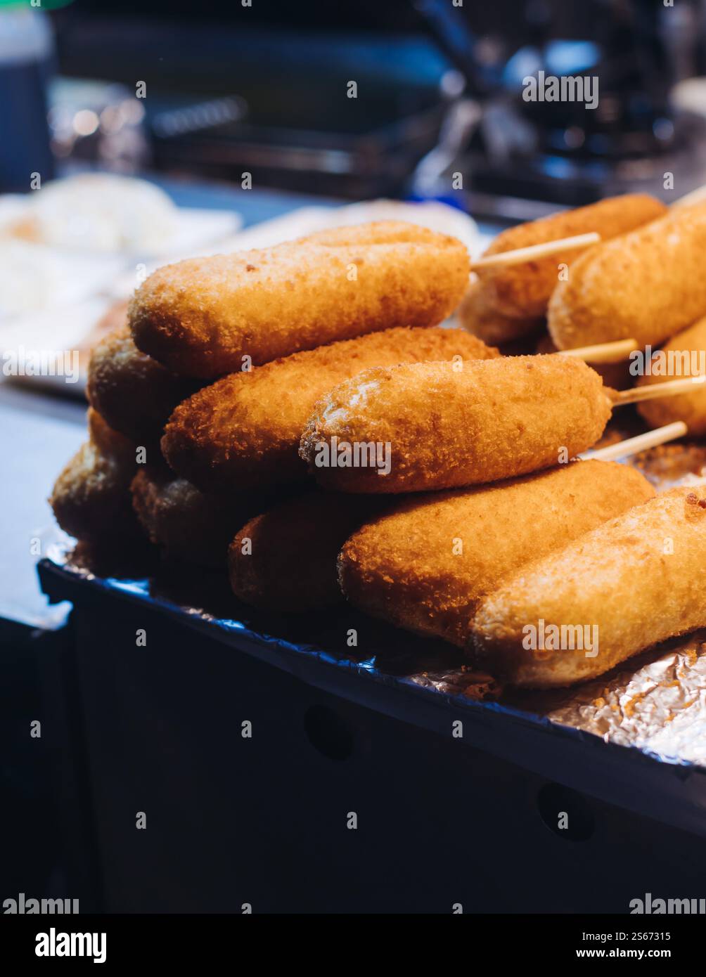 Korean Street Food - French Fry Corn Dogs, Tokkebi Gamja Hot Dog ...