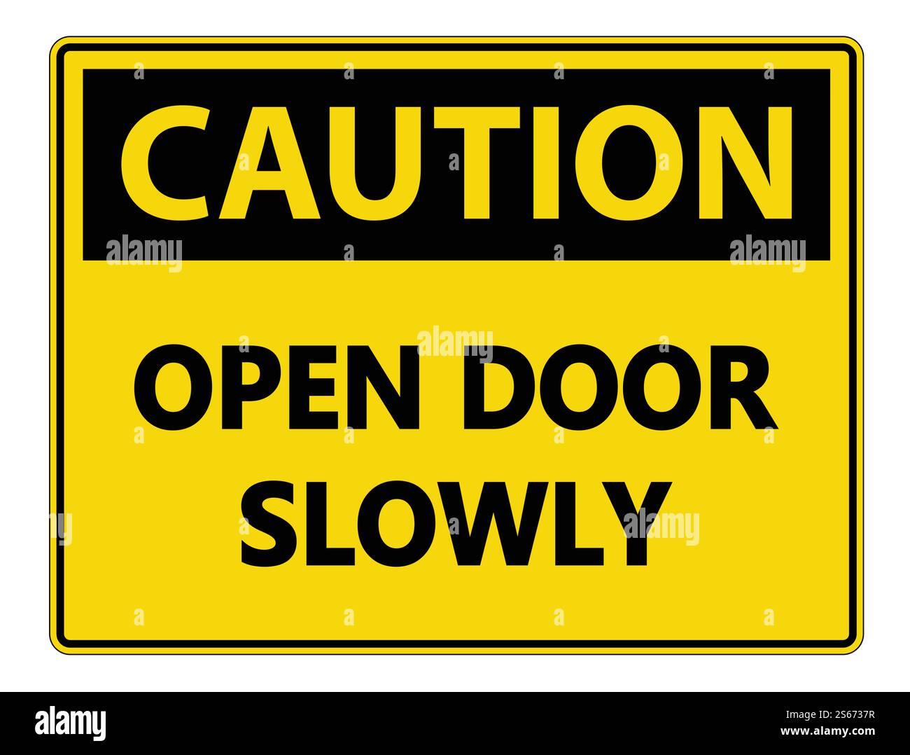Caution Open Door Slowly Wall Sign on white background,vector ...