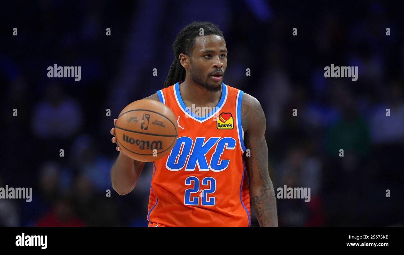 Oklahoma City Thunder's Cason Wallace plays during an NBA basketball ...