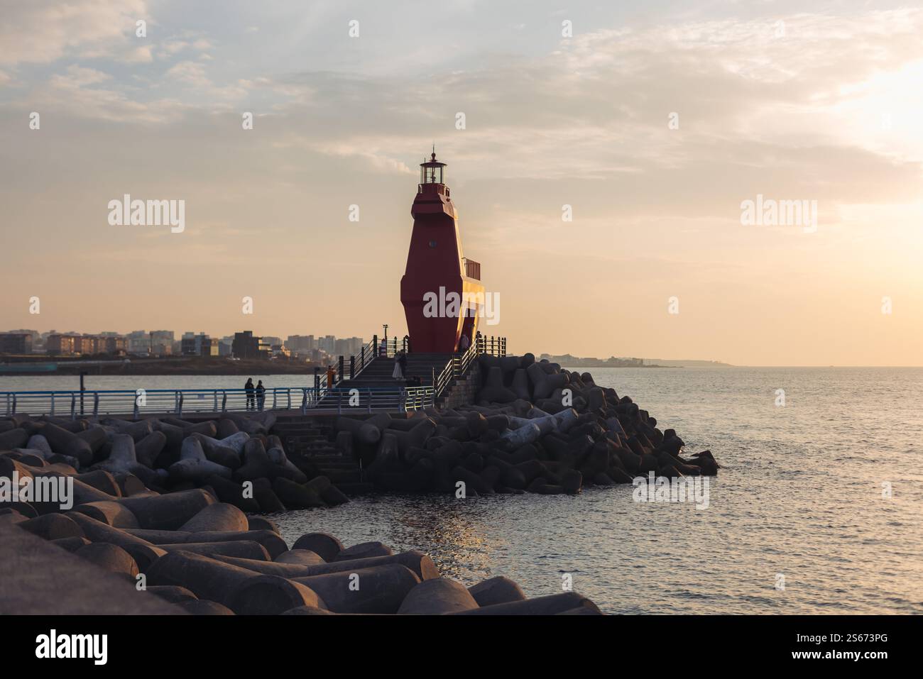 Iho Tewoo Horse Lighthouses on Iho Tewoo beach, with two horse-shaped lighthouses, white horse ...