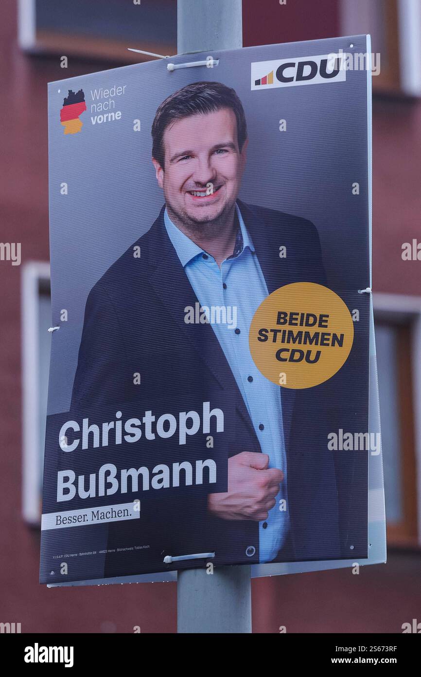Wahlplakate - Bundestagswahl 2025 am 15.01.2025 in Herne Ein Wahlplakat der CDU Christlich ...