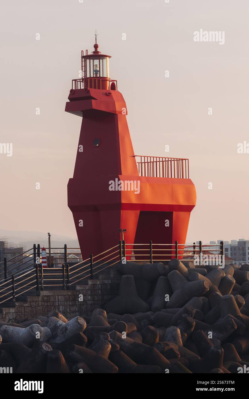 Iho Tewoo Horse Lighthouses on Iho Tewoo beach, with two horse-shaped lighthouses, white horse ...
