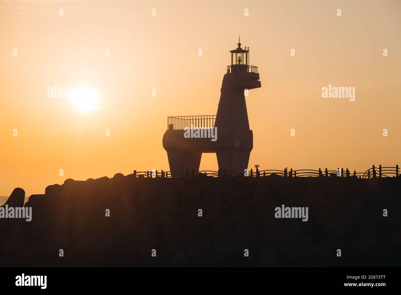 Iho Tewoo Horse Lighthouses on Iho Tewoo beach, with two horse-shaped lighthouses, white horse ...