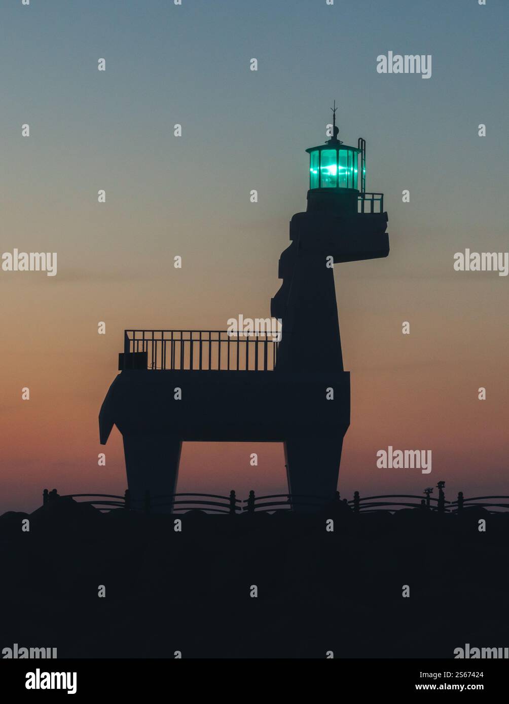 Iho Tewoo Horse Lighthouses on Iho Tewoo beach, with two horse-shaped lighthouses, white horse ...