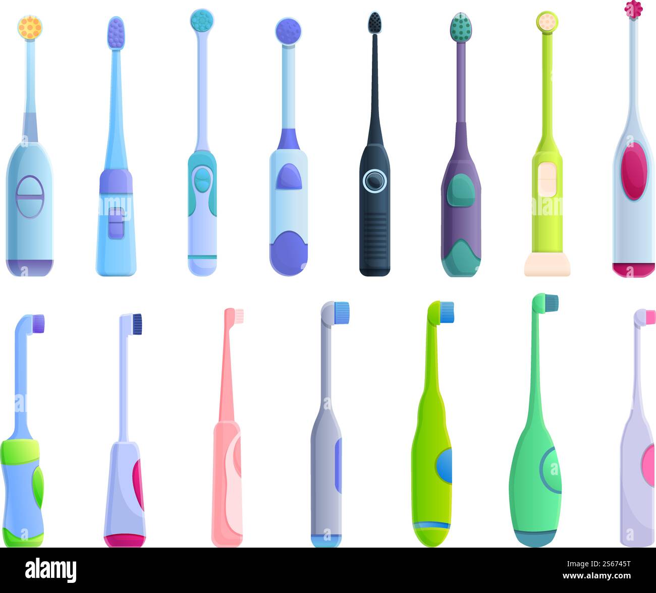 Electric toothbrush icons set. Cartoon set of electric toothbrush ...