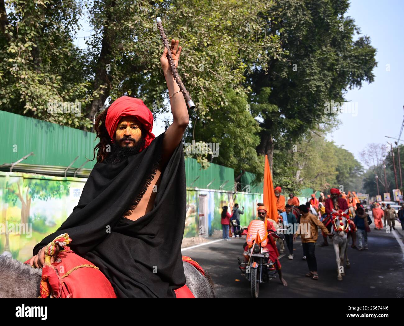 January 16, 2025: Prayagraj: Sadhus take part in Chawani pravesh ...