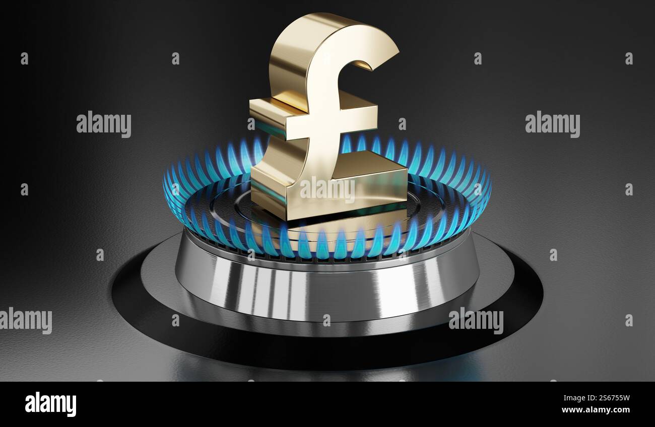 Propane butane gas burner and currency sign - 3D illustration Stock ...
