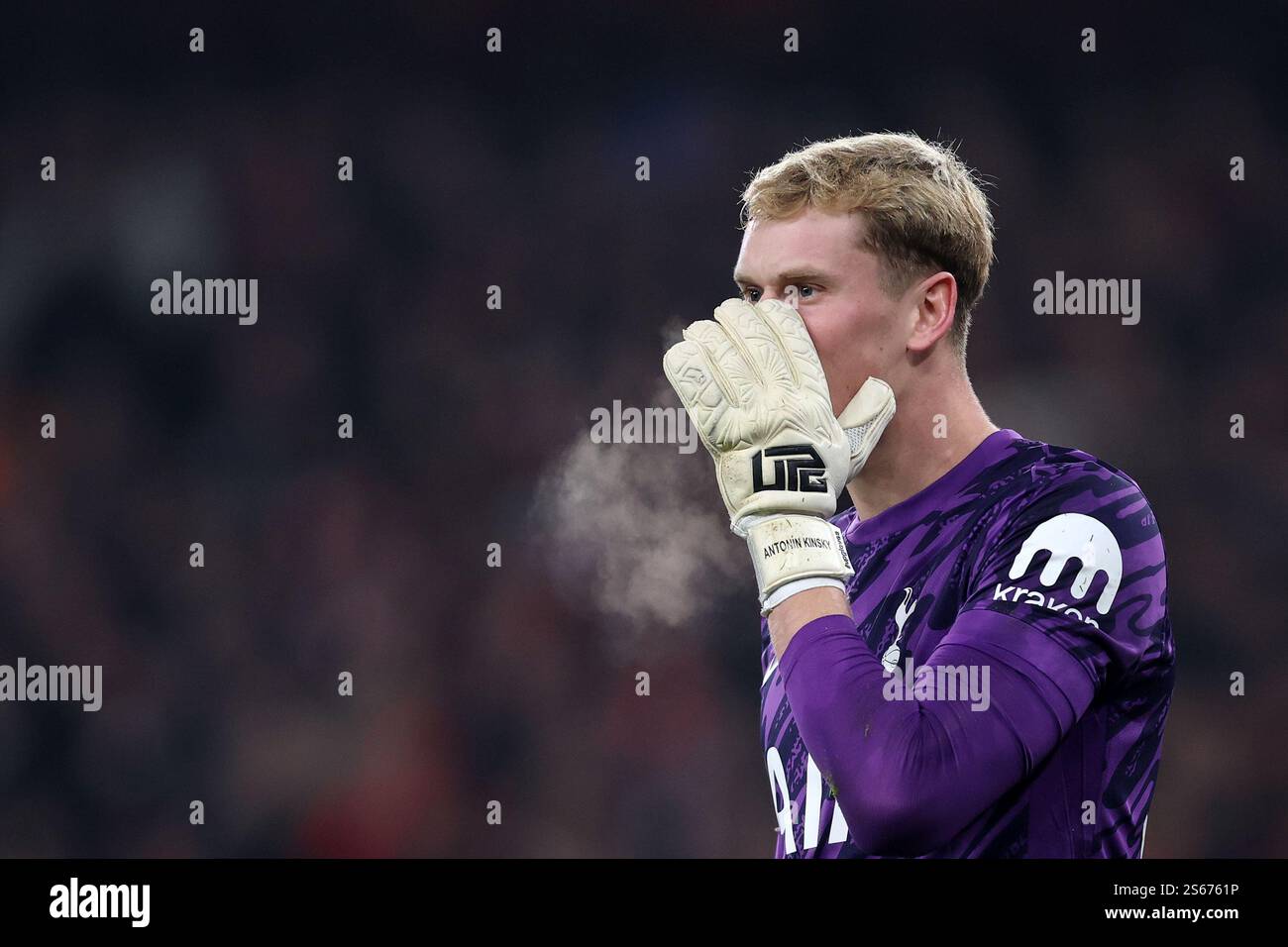 London, UK. 15th Jan, 2025. Antonin Kinsky of Tottenham during the ...