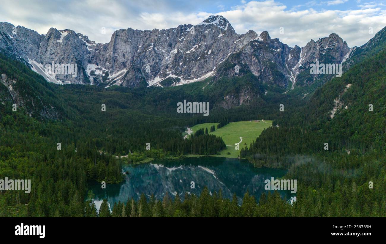 Bird's Eye View of Stunning Fusine Lake, Italy Stock Photo - Alamy