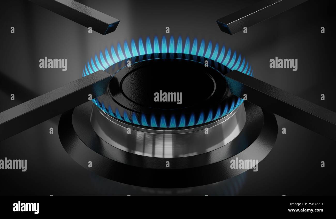 Single propane butane gas burner with grid - 3D illustration Stock ...