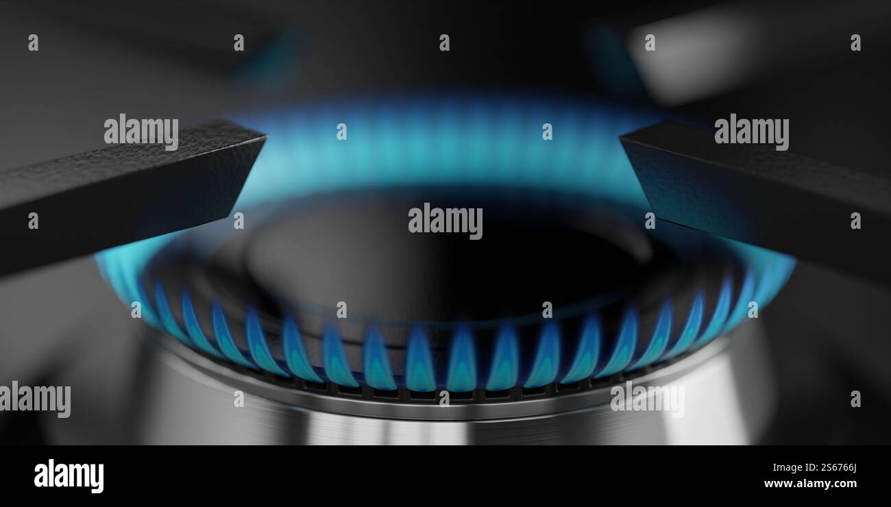 Single propane butane gas burner with grid - 3D illustration Stock ...
