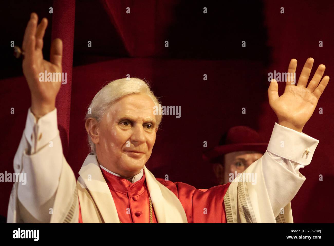 Madrid. Spain - January 16, 2025: Wax figure of Benedict XVI in papal ...