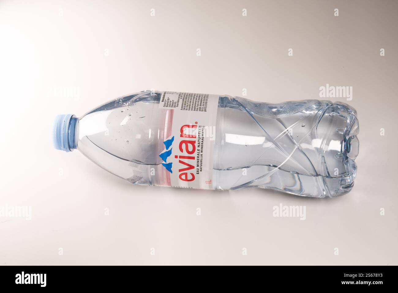 Clear plastic bottle of spring water with condensation on surface Stock ...