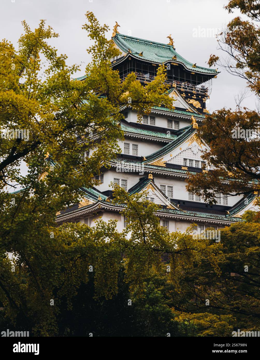 Osaka Castle, Osaka city, Japan, summer landscape vibrant view with a ...