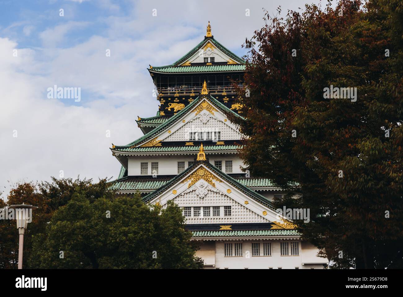 Osaka Castle, Osaka city, Japan, summer landscape vibrant view with a ...