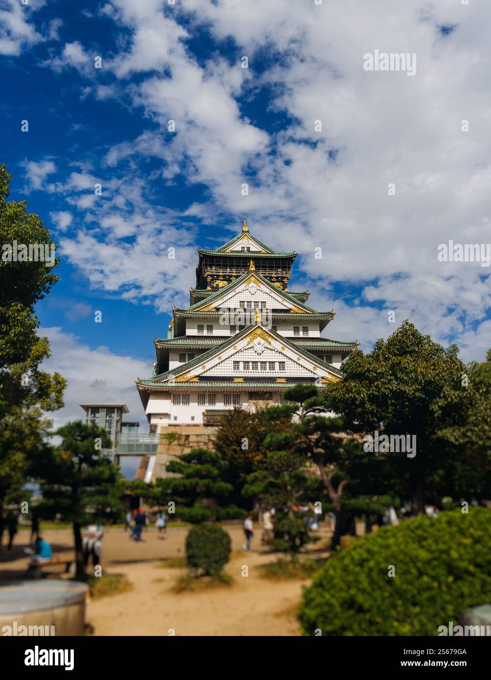 Osaka Castle, Osaka city, Japan, summer landscape vibrant view with a ...
