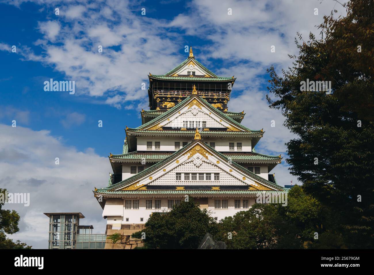 Osaka Castle, Osaka city, Japan, summer landscape vibrant view with a ...