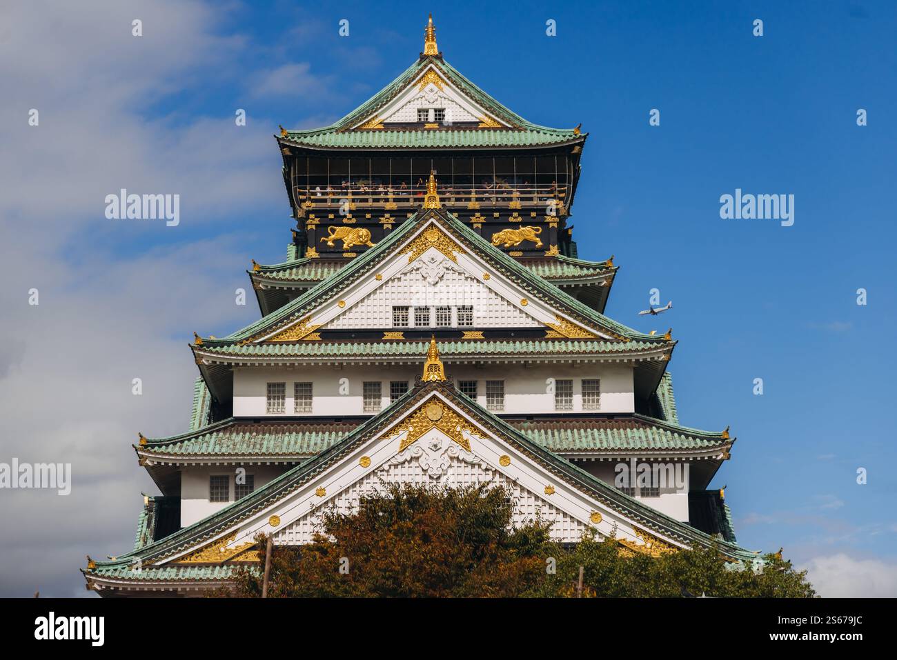 Osaka Castle, Osaka city, Japan, summer landscape vibrant view with a ...