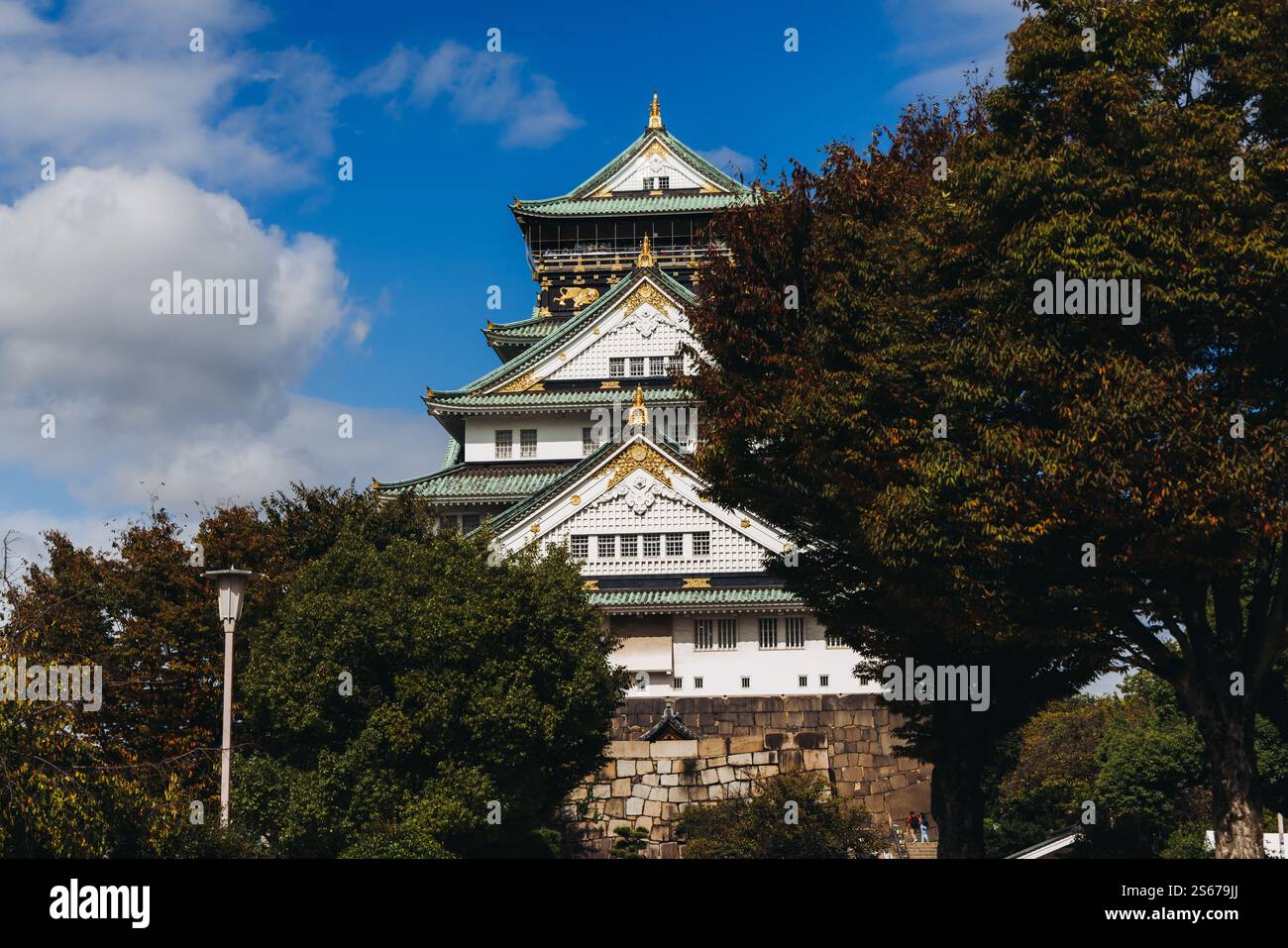 Osaka Castle, Osaka city, Japan, summer landscape vibrant view with a ...