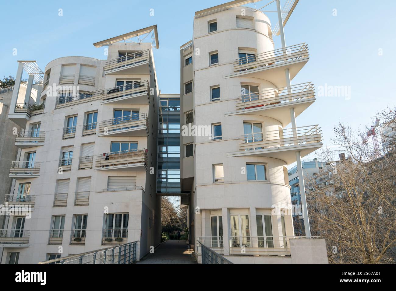 Modern architectural design of a multi-story building in an urban area ...