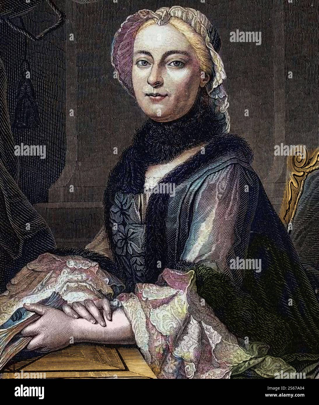 Portrait of Madame Geoffrin - Marie Therese Rodet (1699-1777 Stock ...