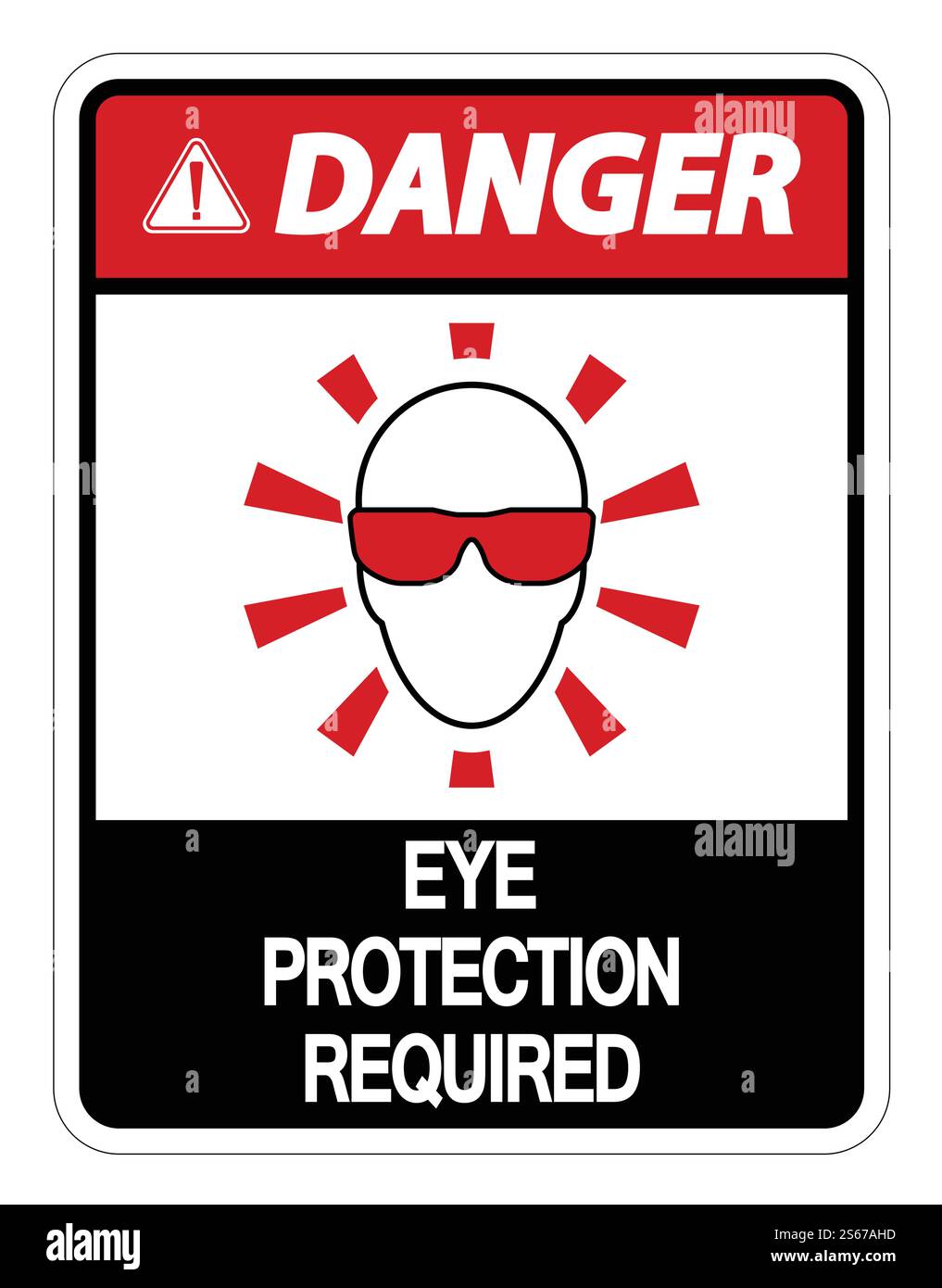 Danger Eye Protection Required Wall Sign on white background,vector ...