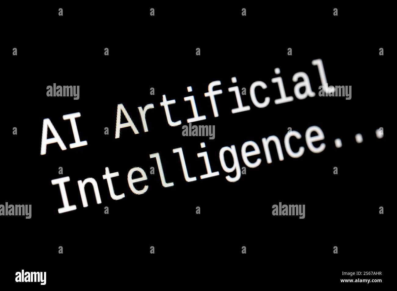 Black computer screen, with the text AI Artificial Intelligence. Use ...