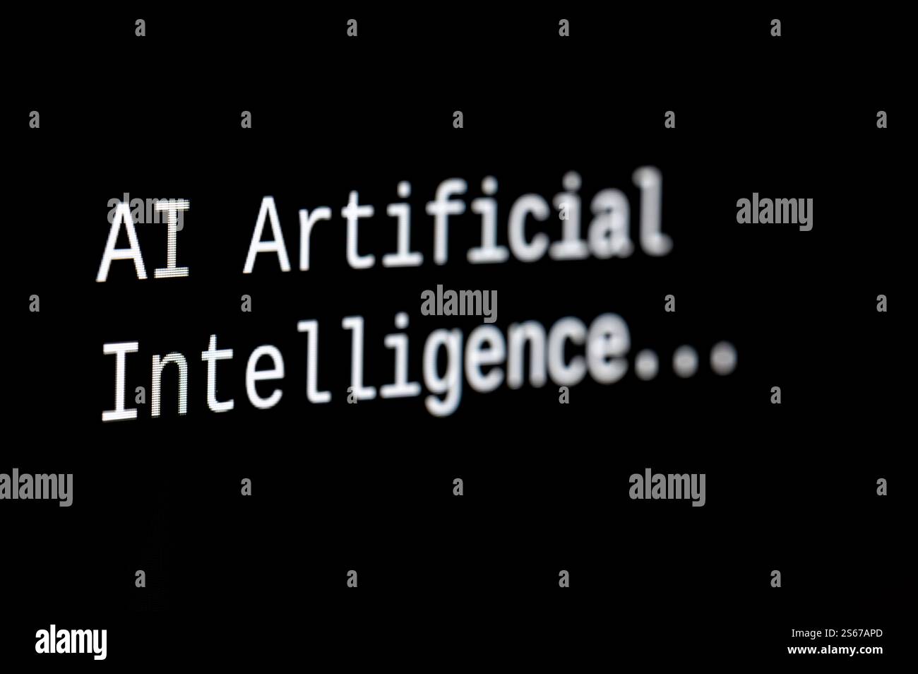 Black computer screen, with the text AI Artificial Intelligence. Use ...