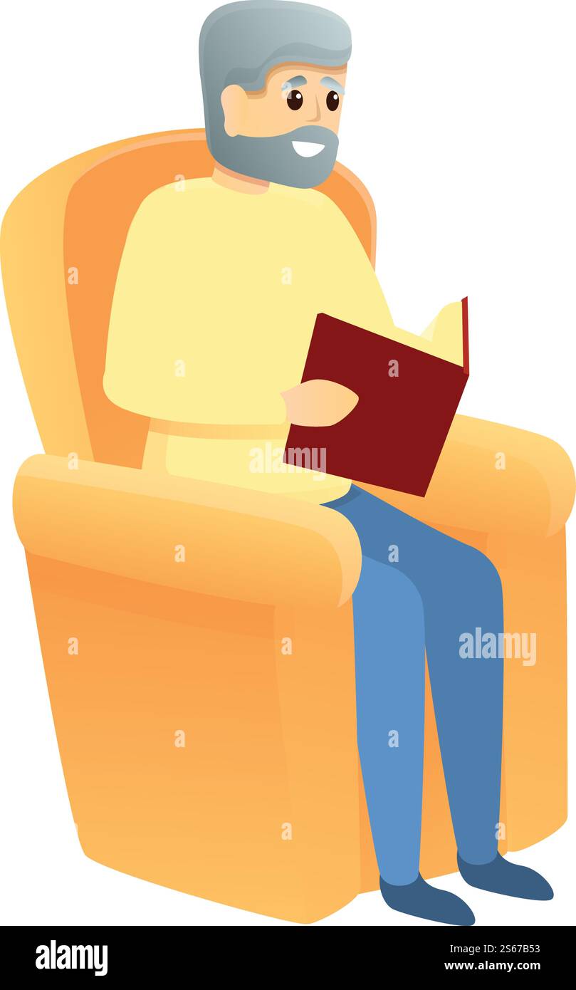 Reading grandpa icon. Cartoon of reading grandpa vector icon for web ...