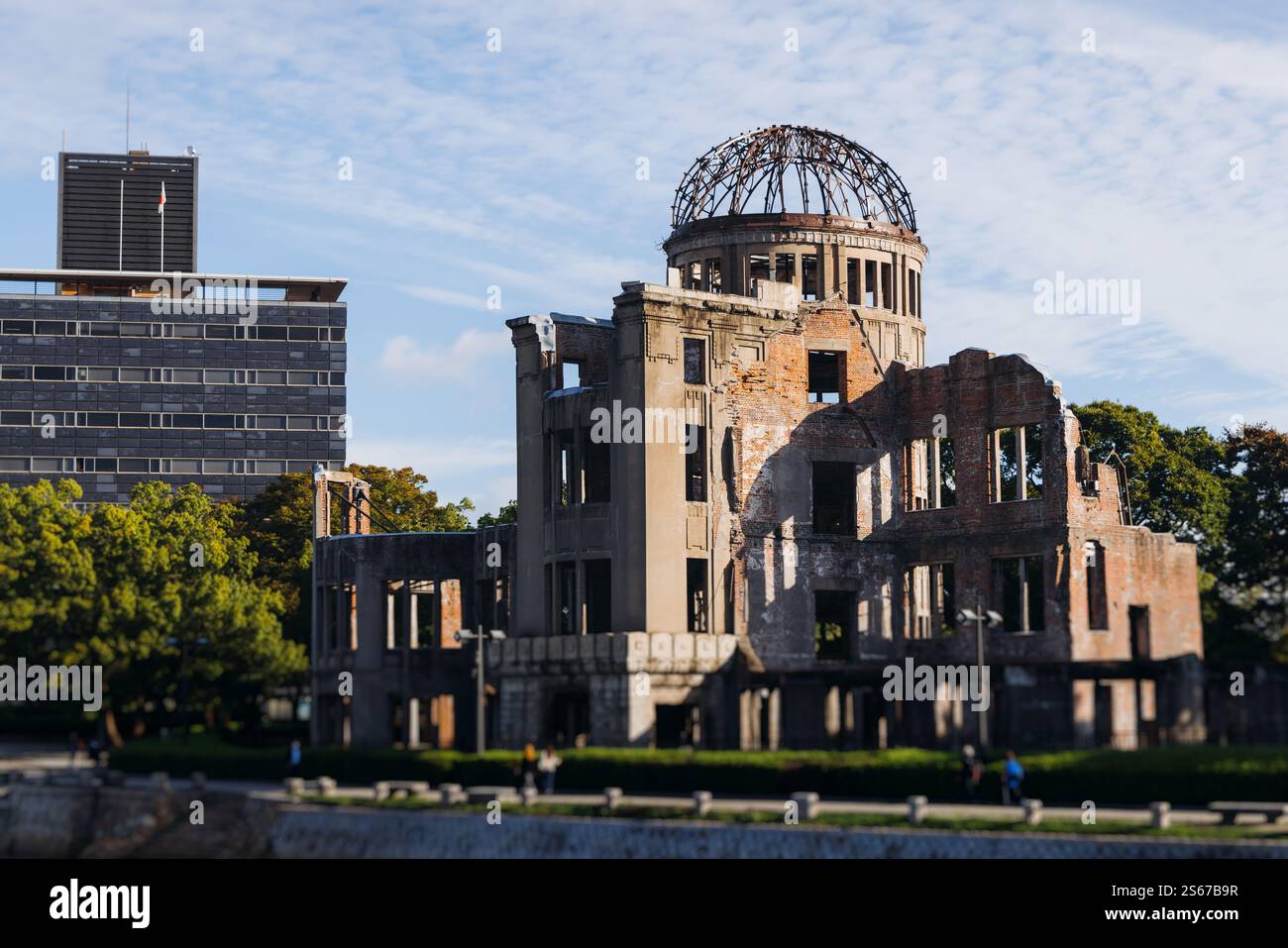 Hiroshima, skyline city view with Atomic Bomb Dome, Peace memorial park ...