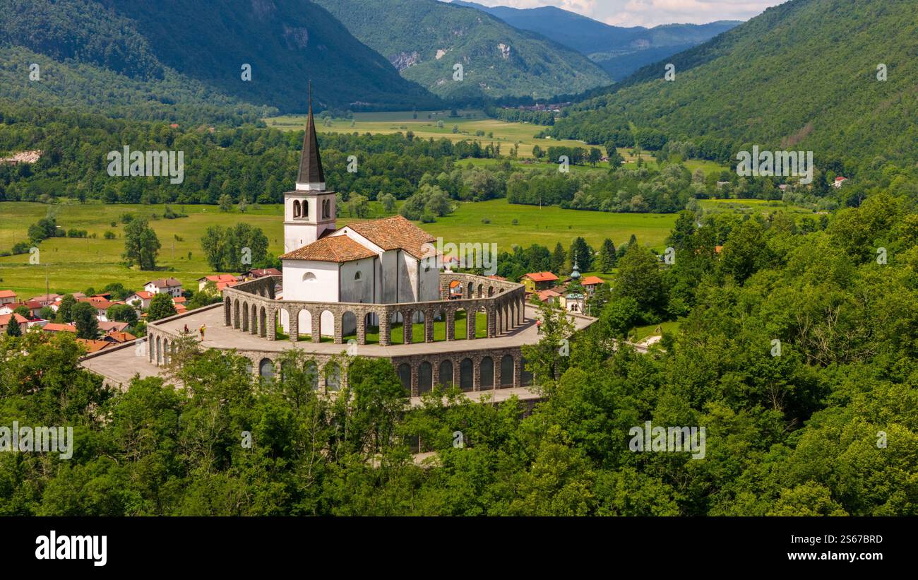 Breathtaking Aerial View of The Italian Charnel House in Kobarid ...