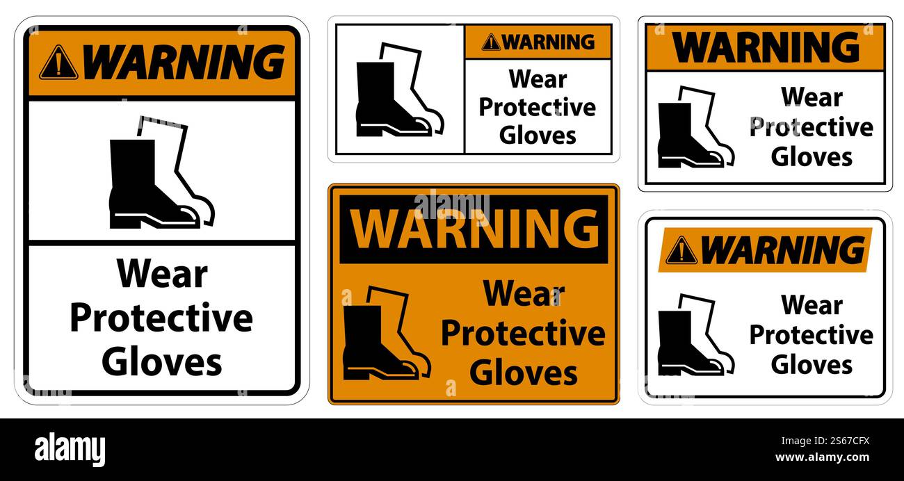 Warning Wear protective footwear sign on transparent background Stock ...