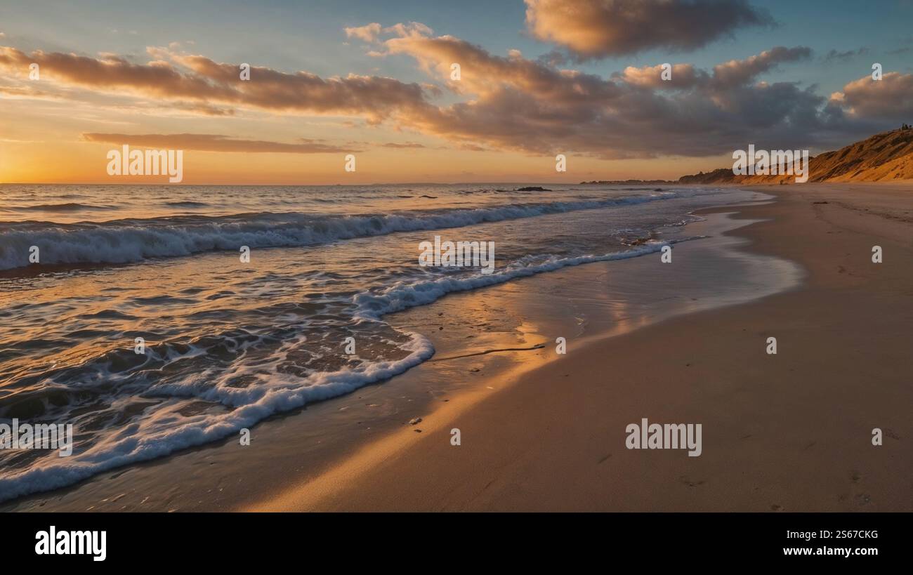 Serene golden sand beach hi-res stock photography and images - Alamy