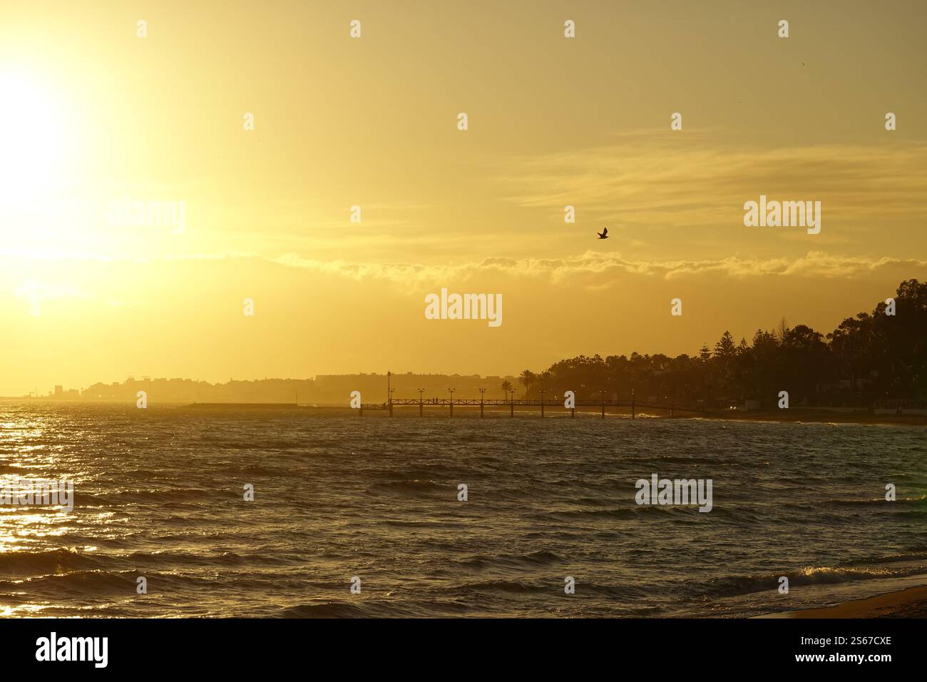 Picture of sunset at the beach of Marbella Stock Photo - Alamy