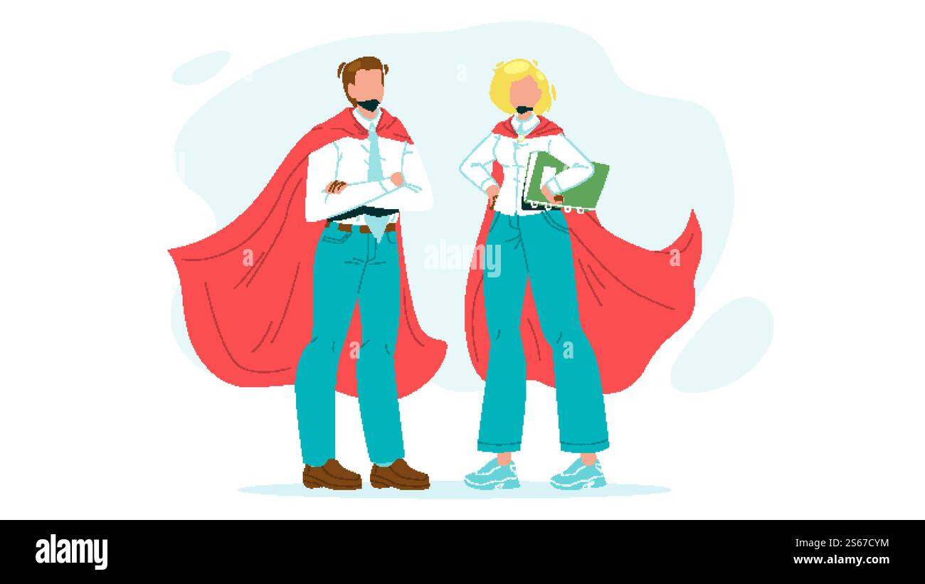 Bravery Super Heroes Courage Man And Woman Black Line Pencil Drawing ...