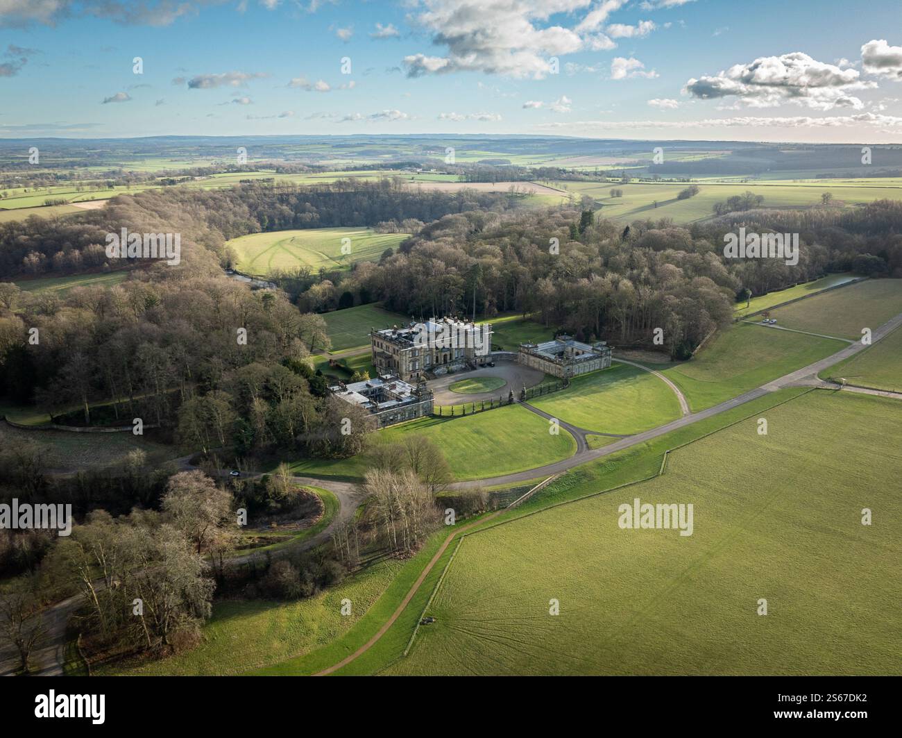 Aerial view of Duncombe Park, country house estate, Helmsley, North ...