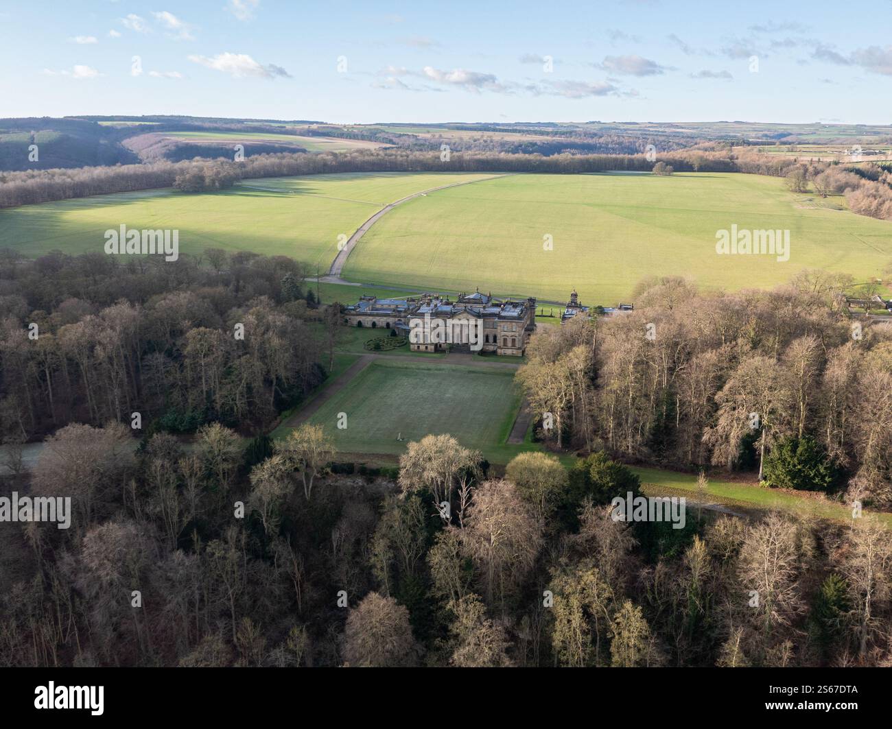 Aerial view of Duncombe Park, country house estate, Helmsley, North ...