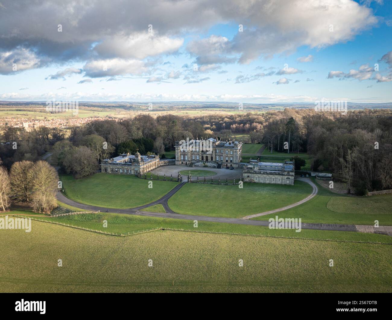 Aerial view of Duncombe Park, country house estate, Helmsley, North ...